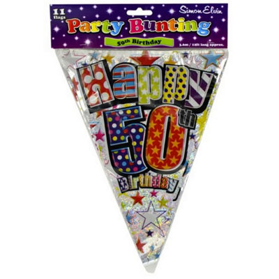 Simon Elvin 50th Birthday 12 Feet Bunting Multicoloured (One Size)