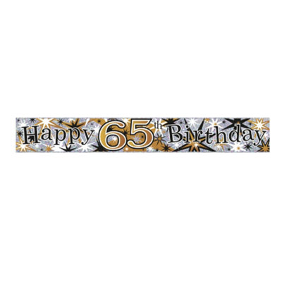 Simon Elvin 65th Birthday Foil Banner (Pack of 6) Gold/Silver (One Size ...