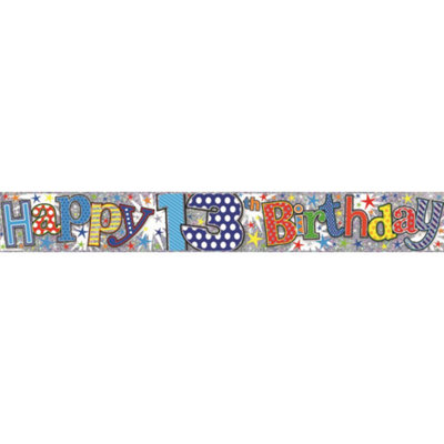 Simon Elvin I Am 13 Today Holographic Foil Banner Blue (One Size)