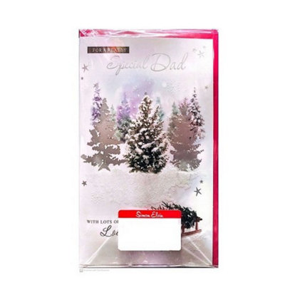 Simon Elvin Special Dad Snow Christmas Card (Pack of 6) White/Green ...