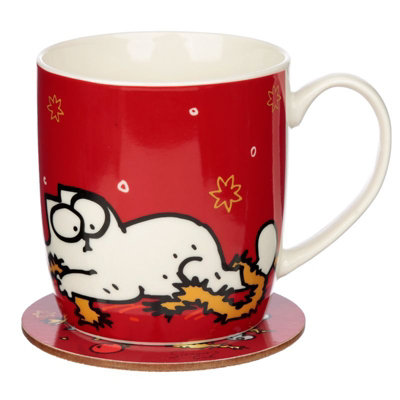 Simon's Cat Christmas Porcelain Mug and Coaster Set | DIY at B&Q
