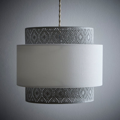 Simone Linen and Satin Nickel light Pendant