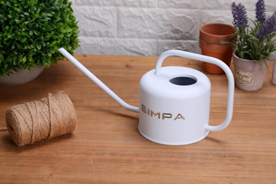 simpa 1.1L Matt White Watering Can with Long Easy Pour Spout