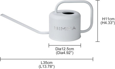 simpa 1.1L Matt White Watering Can with Long Easy Pour Spout