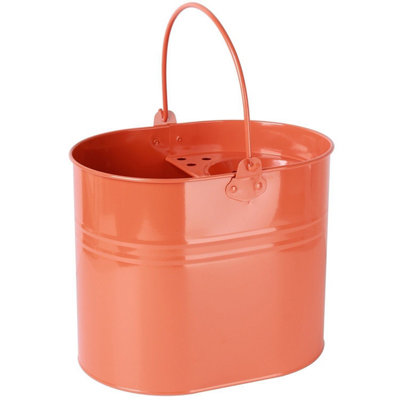 simpa 15L Orange Black Large Steel Mop Bucket with Handle