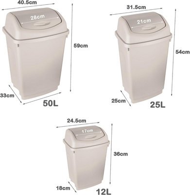 simpa 25L Cream Plastic Swing Lid Bin - Set of 2 Bins