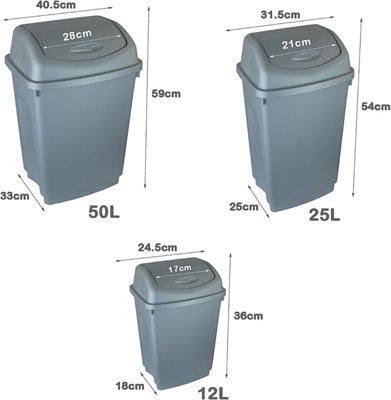 simpa 25L Silver Plastic Swing Lid Bin - Single Bin