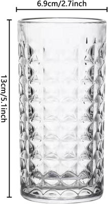 simpa 278ml Quilted Diamond Pattern Highball Glasses, Set of 6