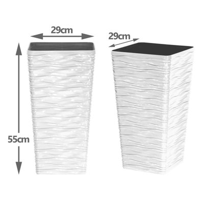 Buy simpa 2PC White Panache Wave Tall Gloss Plastic Planters 29cm (Dia ...