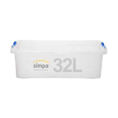 simpa 32L Clik 'n' Store Plastic Storage Boxes - Set of 5