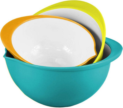 simpa 3PC Plastic Mixing Bowls Set with Pouring Spout: Turquoise ...