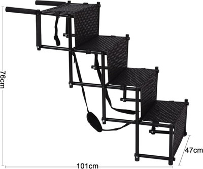 simpa 4 Step Foldaway Portable Lightweight Metal Pet Ladder Ramp.