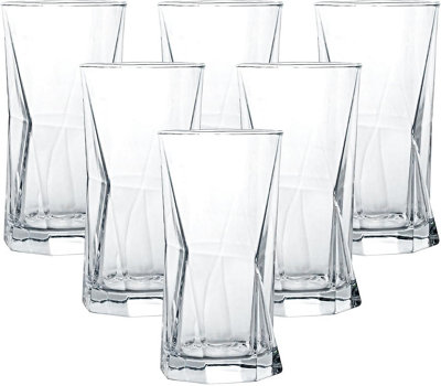 simpa 425ml Geometric Diamond Highball Drinking Glasses, Set of 6 | DIY ...