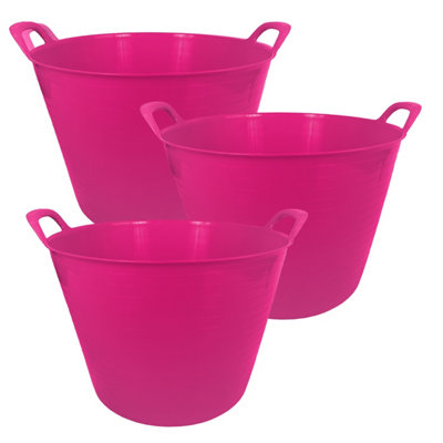 simpa 42L Pink Large Multi Purpose Flexible Tub Buckets - Set of 3 ...