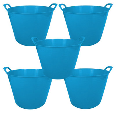 simpa 42L Sky Blue Large Multi Purpose Flexible Tub Buckets - Set of 5 ...