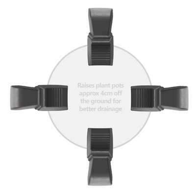 simpa 4PC Black Plastic Plant Pot Risers Lions Feet - 4 Sets, 16 Feet