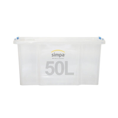 simpa 50L Clik 'n' Store Plastic Storage Boxes - Set of 5