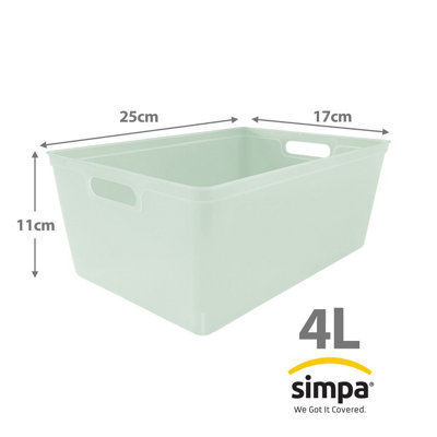 simpa 6PC 4L Sage Green Plastic Storage Basket Studio Organiser Trays ...