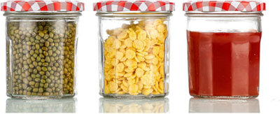 simpa 6PC Wide Mouth Glass Preserve Jars with Airtight Red Gingham ...