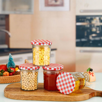 simpa 6PC Wide Mouth Glass Preserve Jars with Airtight Red Gingham ...