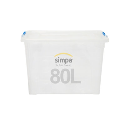 simpa 80L Clik 'n' Store Plastic Storage Boxes - Set of 5