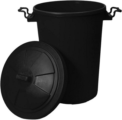 simpa 85L Black Plastic Locking Lid Bin