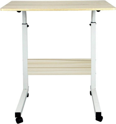 simpa Birch Height Adjustable Mobile Desk Overbed Table