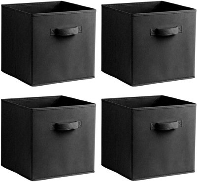 simpa Black Multi Purpose 31cm Cubic Storage Box Collapsible Organiser ...