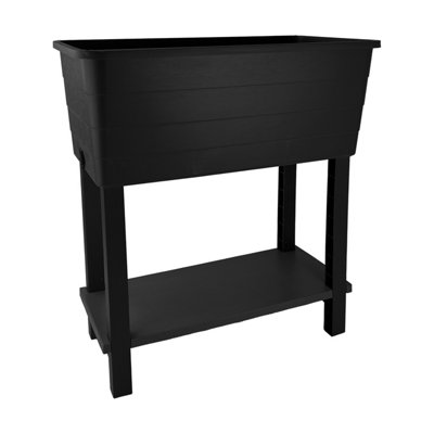 simpa Black XL Double-Tiered Raised Bed Plastic Trough Planter