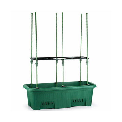 simpa Dark Green Climbing Plants Grow Kit: 70cm Trough Pot & Trellis Stakes