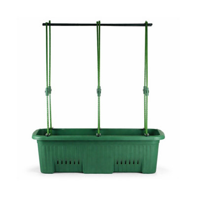 simpa Dark Green Climbing Plants Grow Kit: 70cm Trough Pot & Trellis Stakes
