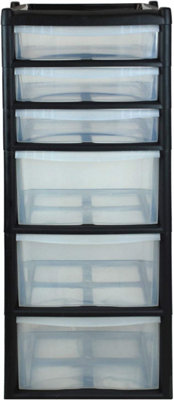 simpa Large 6 Drawer Black Storage Tower Unit