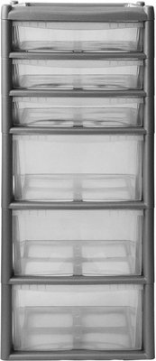 simpa Large 6 Drawer Grey Storage Tower Unit