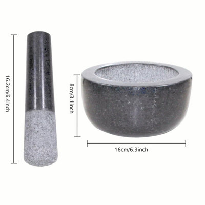 simpa Large Solid Black Granite Mortar and Pestle 16cm / 6.3"