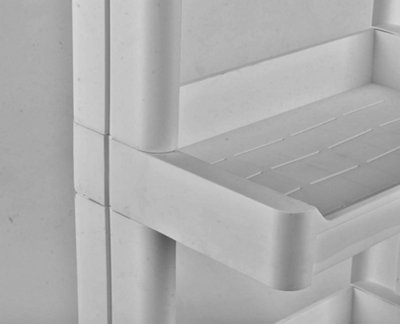 simpa White 4-Tier Multi Purpose Plastic Storage Rack with Wheels