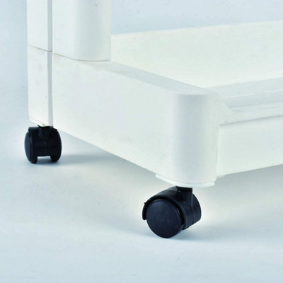 simpa White 4-Tier Multi Purpose Plastic Storage Rack with Wheels