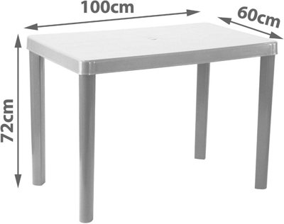 simpa White Plastic Parasol Garden Tables 100cm x 60cm