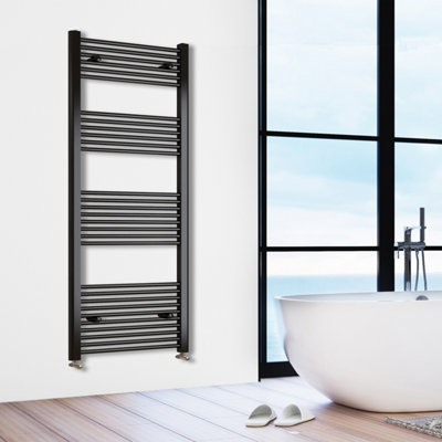 Simple Bathroom 1800x600mm Matt Black Designer Straight Ladder Style ...