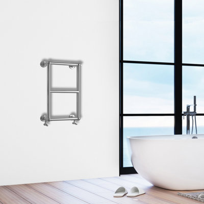 Simple Bathroom 700x400mm Chrome Designer Flat Towel radiator | DIY at B&Q