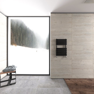 SIMPLE Bathroom Black High Heat Output 650x400mm Towel Rail Radiator ...