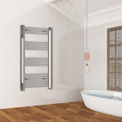 Simple Bathroom Chrome 1400x600mm Vertical Flat Towel radiator | DIY at B&Q