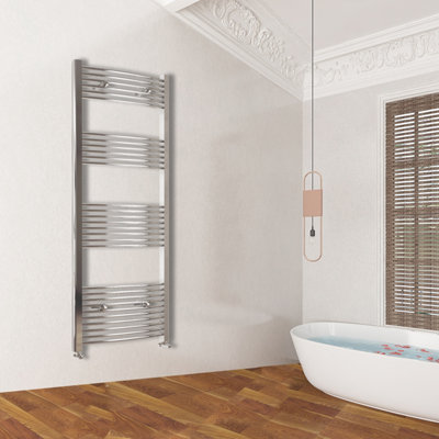Simple Bathroom Chrome 1800x500mm Vertical Curved Towel radiator | DIY ...
