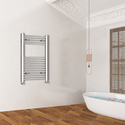 Simple Bathroom Chrome 800x400mm Vertical Flat Towel radiator | DIY at B&Q