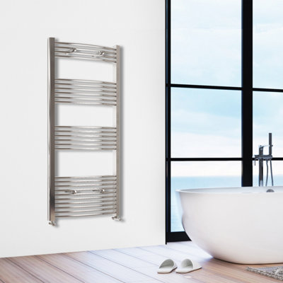 SIMPLE Bathroom High Heat Output Chrome 1600x600mm Curved Radiator With ...