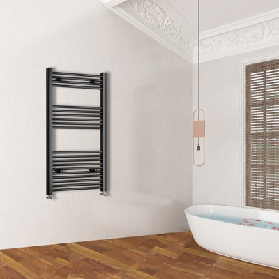 Simple Bathroom Matt Black 1200x400mm Vertical Flat Towel radiator ...