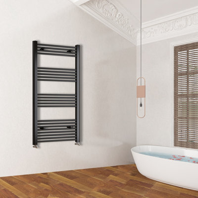 Simple Bathroom Matt Black 1400x500mm Vertical Flat Towel radiator