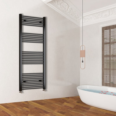 Simple Bathroom Matt Black 1800x450mm Vertical Flat Towel radiator