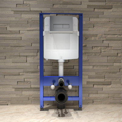Simple Bathrooms 1.14m Concealed Cistern with Silver Square Flush Plate ...
