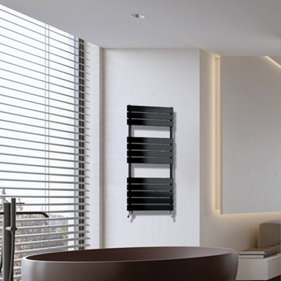 SIMPLE BATHROOMS 1200x450mm Towel Rail Radiator Black Heater Central ...