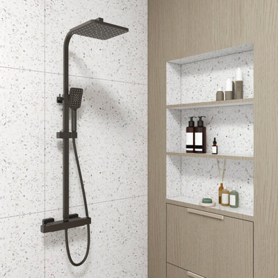 Simple Bathrooms 3-spray pattern Wall-mounted Matte Black effect ...